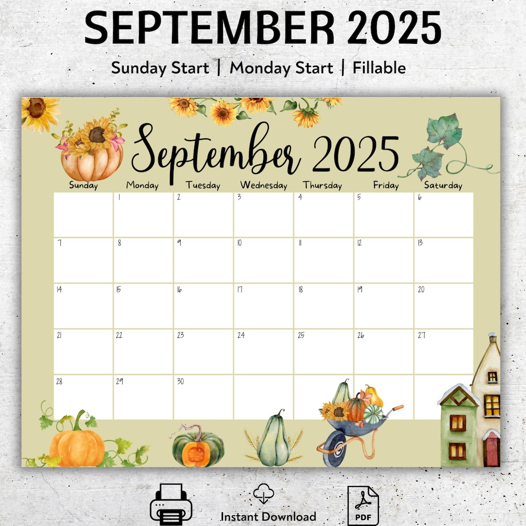 Printable September 2025 Calendar, Academic Planner, Homeschool ...