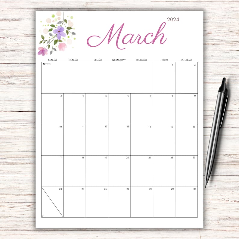 Editable March Calendar, March 2024 Printable, Fillable Calendar ...