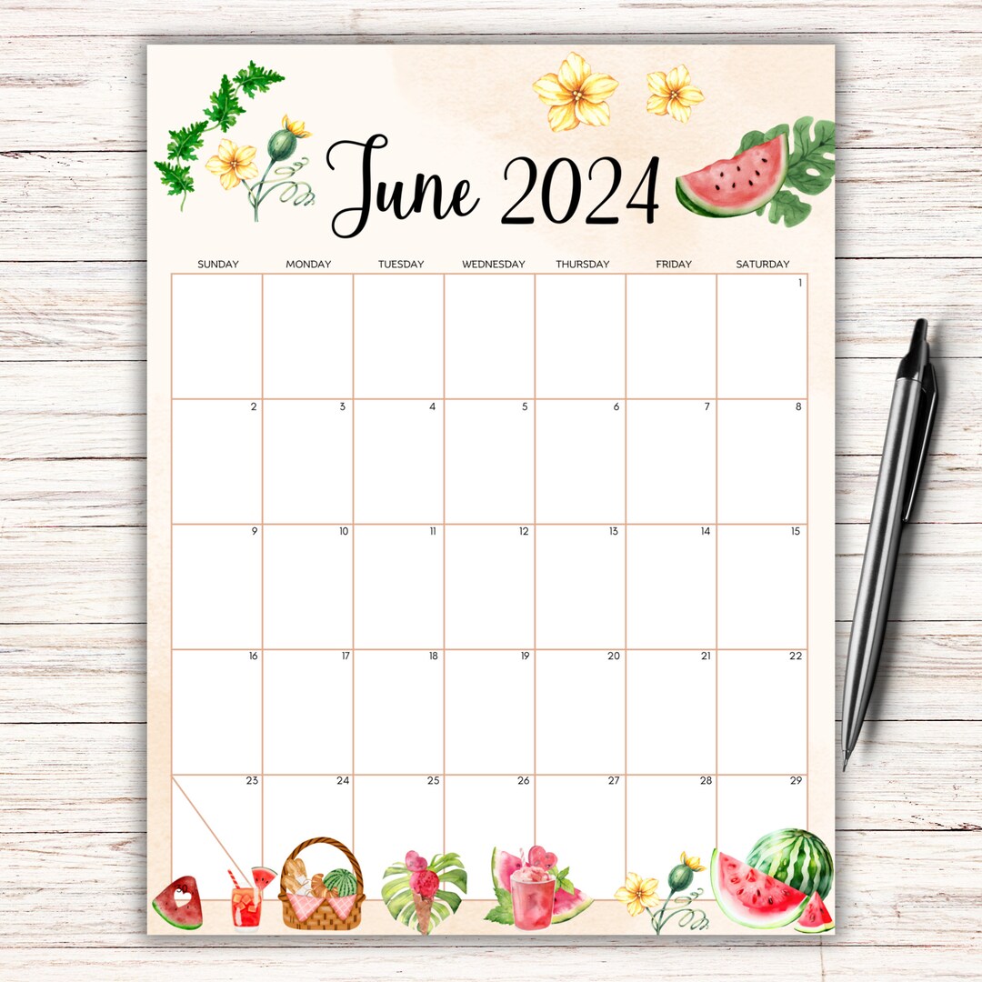 EDITABLE June 2024 Calendar, 2024 Summer Planner, Fillable June ...