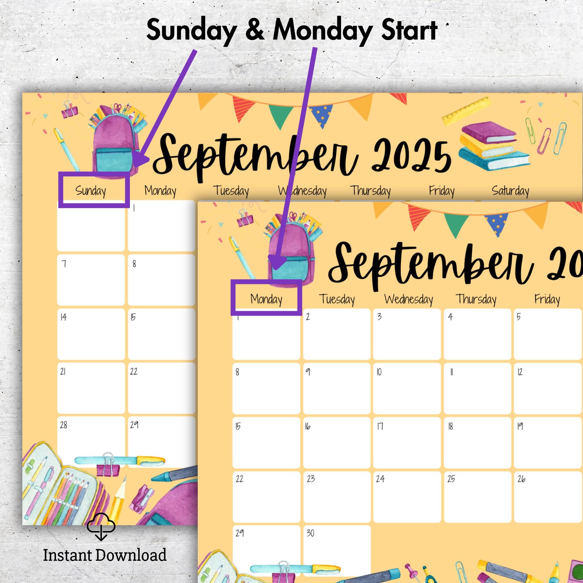 EDITABLE September 2025 Calendar, School Time, Back to School ...