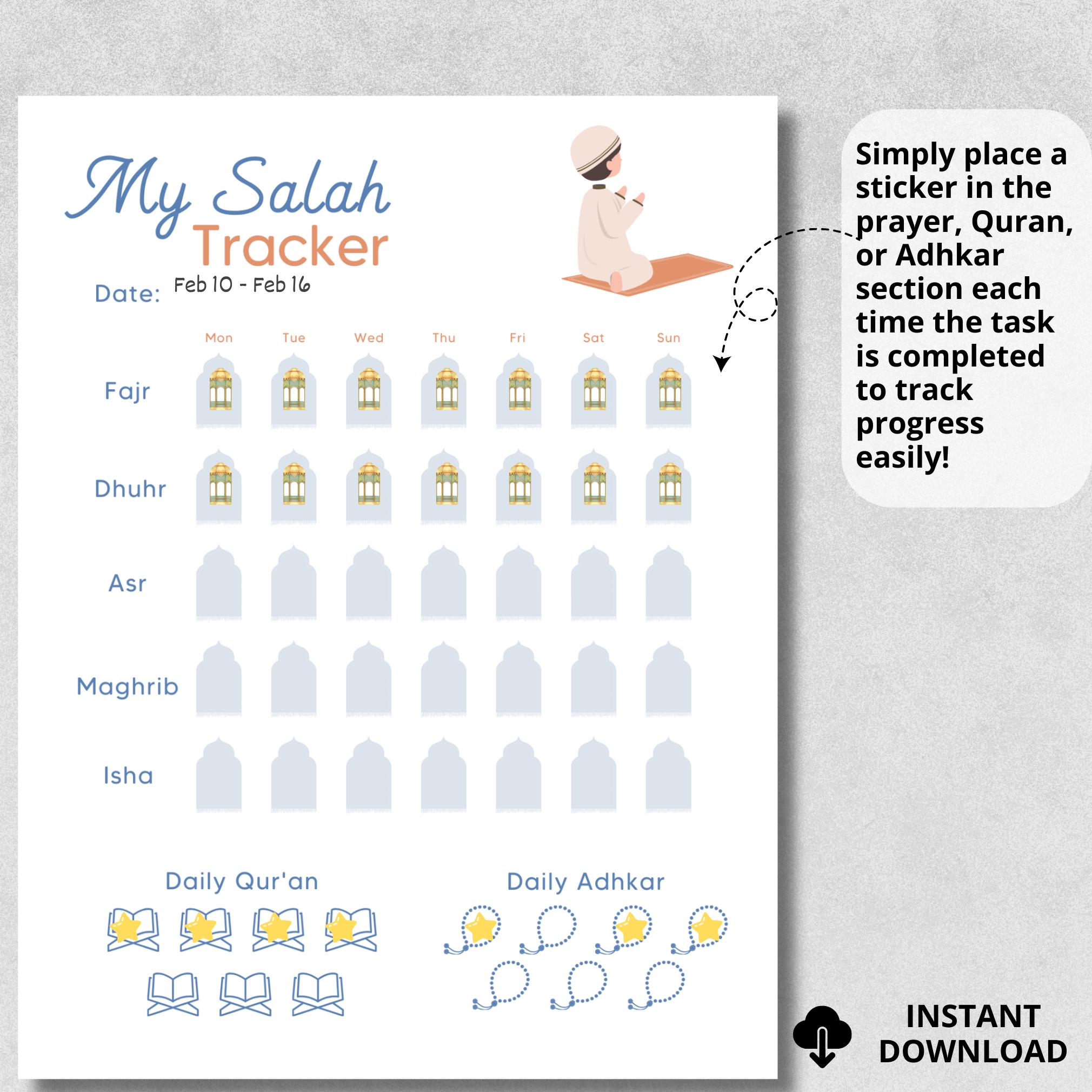 Salah Tracker, Prayer Chart for Kids, Daily Salah Tracker, Salah ...