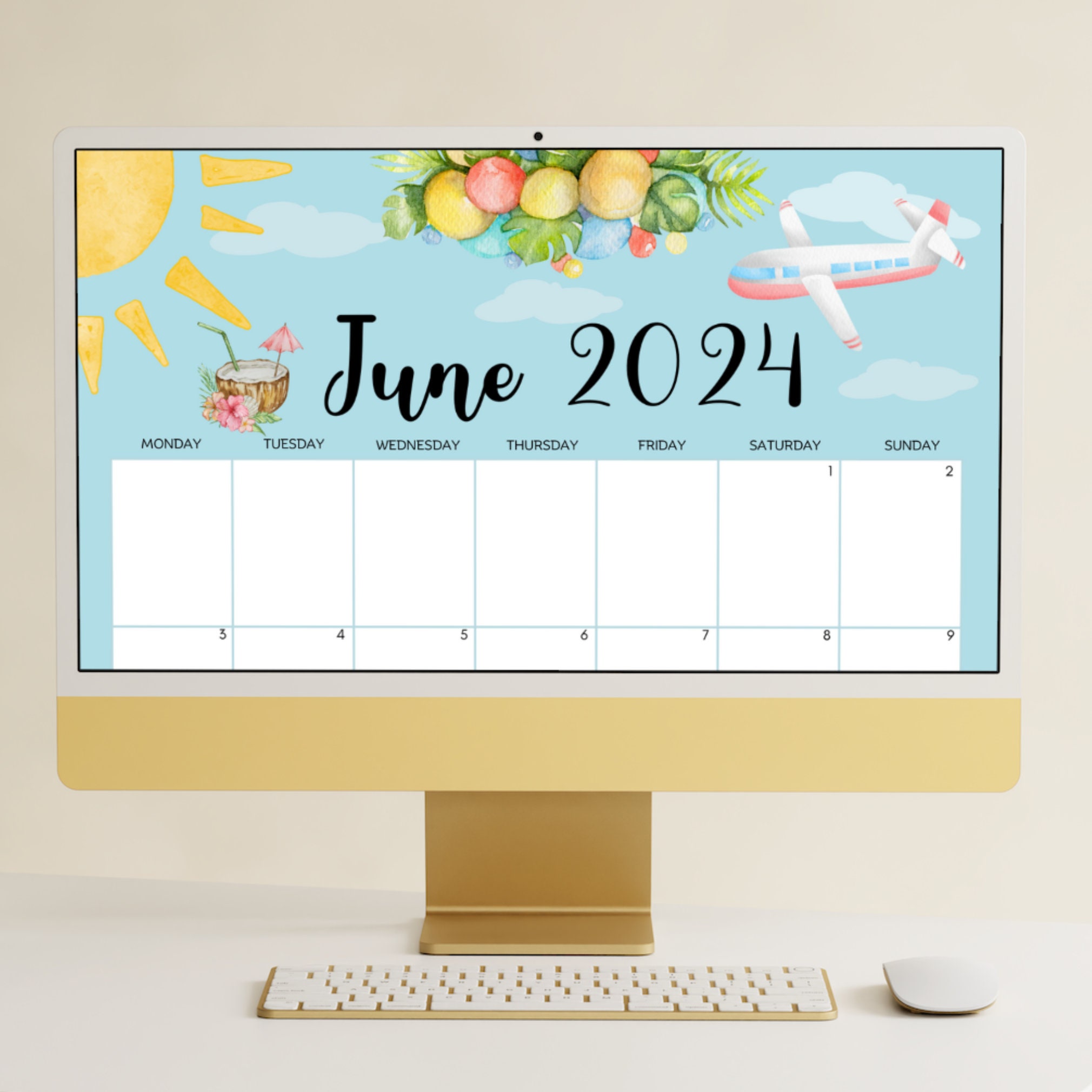 EDITABLE June 2024 Calendar, 2024 Summer Calendar, Fillable June ...
