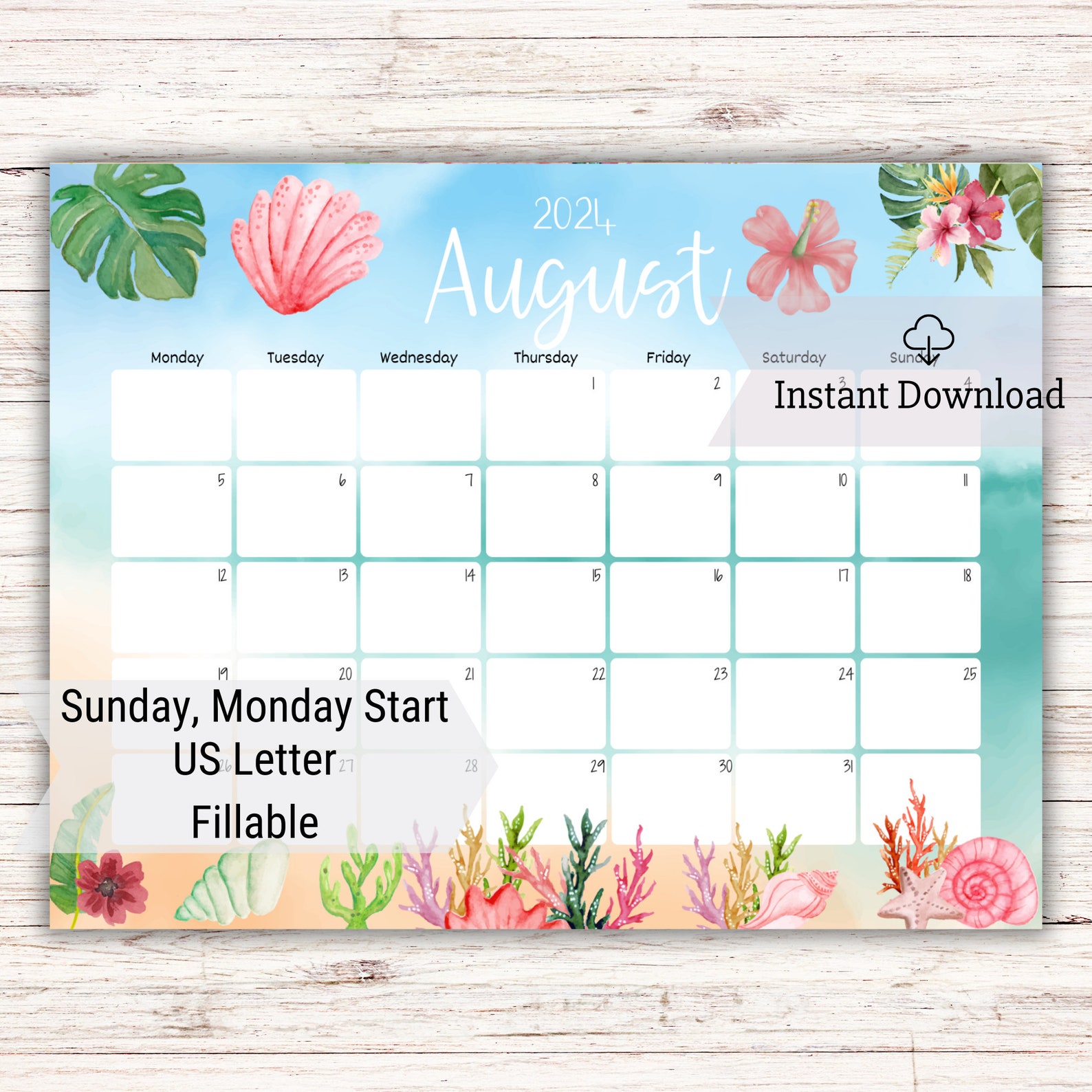 EDITABLE August 2024 Calendar, August Academic Planner, Printable ...