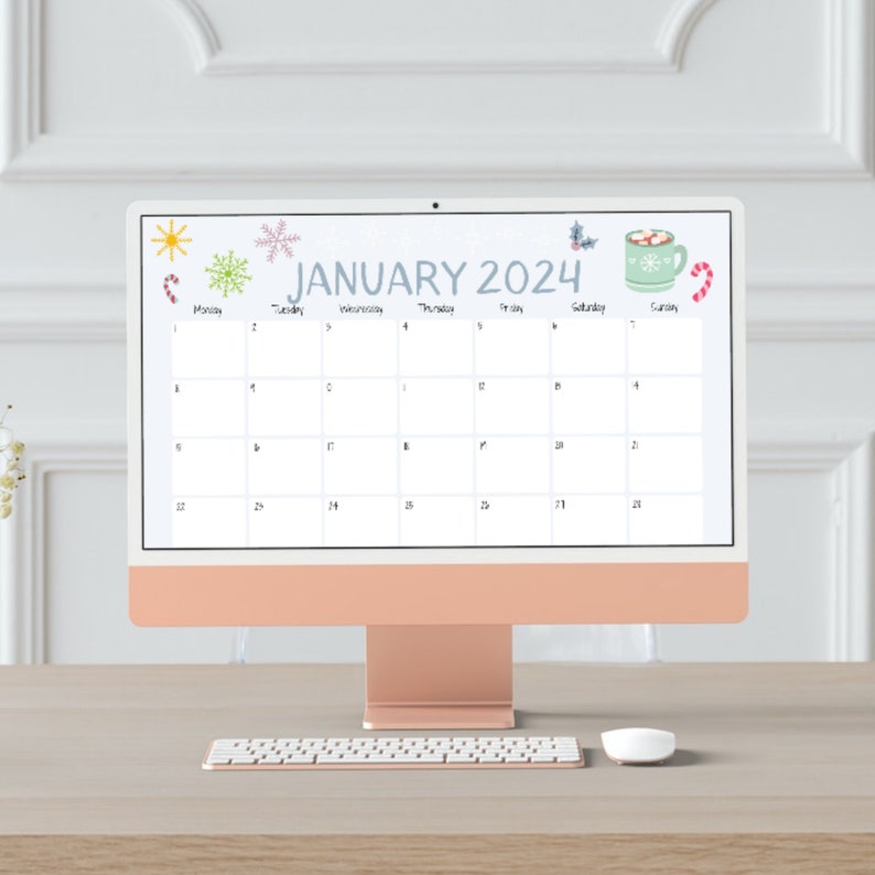 EDITABLE January 2024 Calendar, Beautiful Winter, Happy Snowmen, New ...