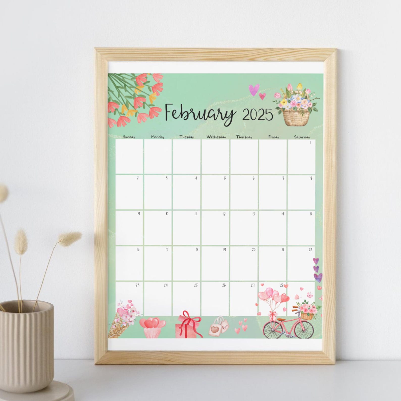 February 2025 Calendar, Printable February Calendar, Fillable Planner ...
