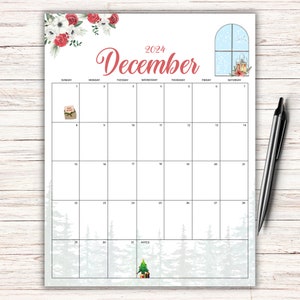 EDITABLE December 2024 Calendar, Christmas Planner, Beautiful Winter ...