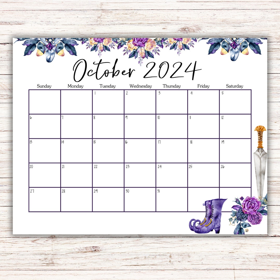 EDITABLE October 2024 Calendar, Halloween planner, Colorful Flowers ...