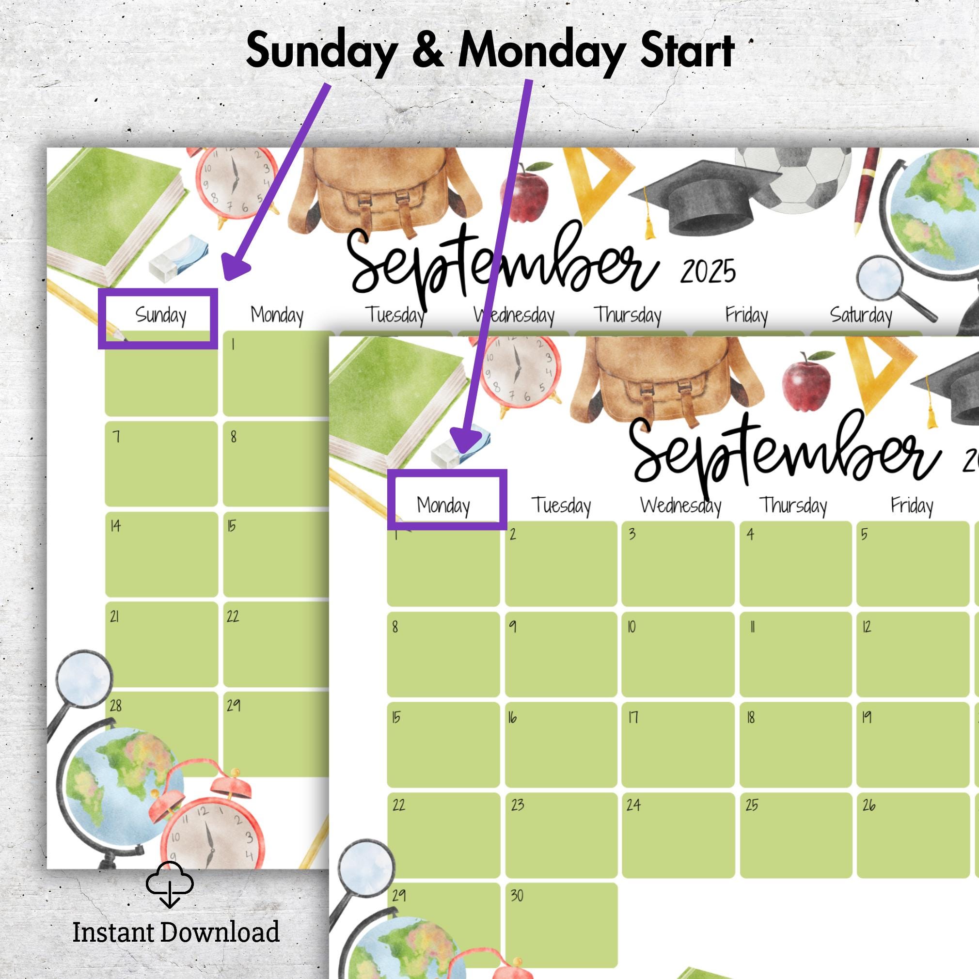 September 2025 Printable Calendar PDF, School Theme Fillable Monthly ...