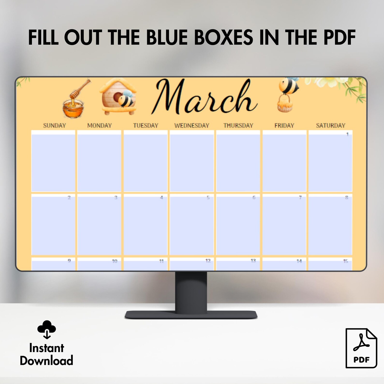Editable 2025 March Calendar, Printable Monthly Kids School Schedule ...