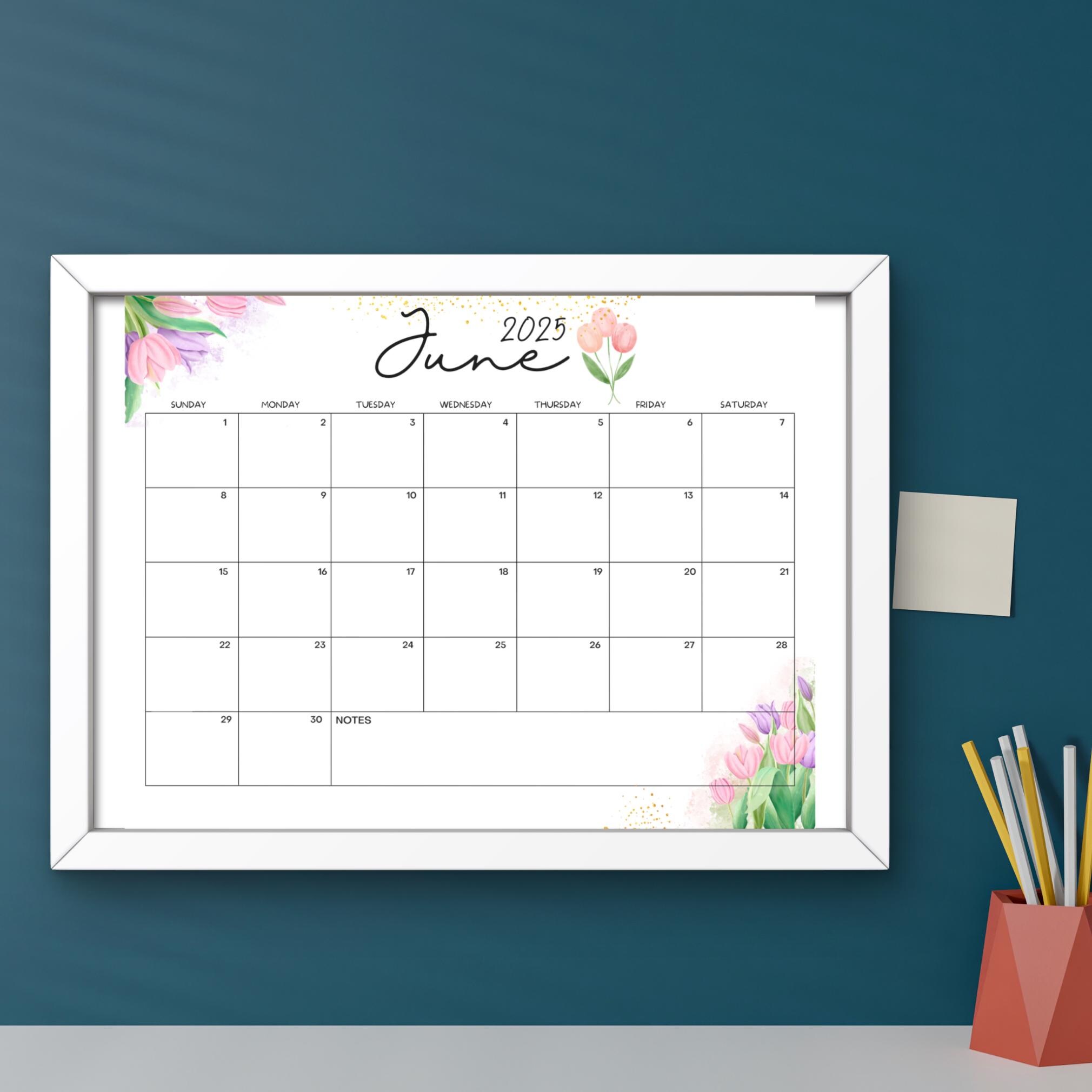 EDITABLE June 2025 Calendar, Printable June Calendar, Pink and Purple ...