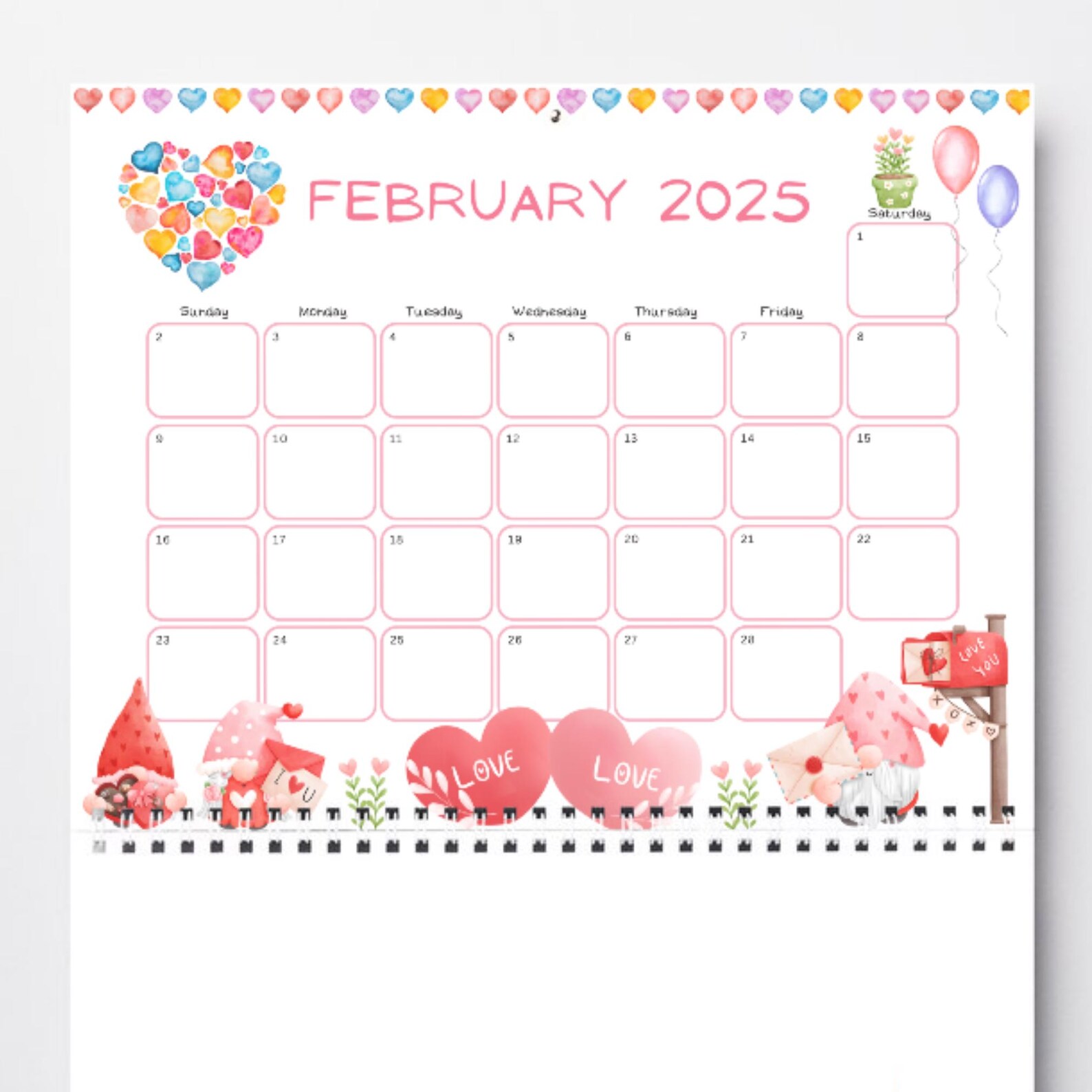 EDITABLE February 2025 Calendar, Valentine's Day, Homeschool, Loving ...