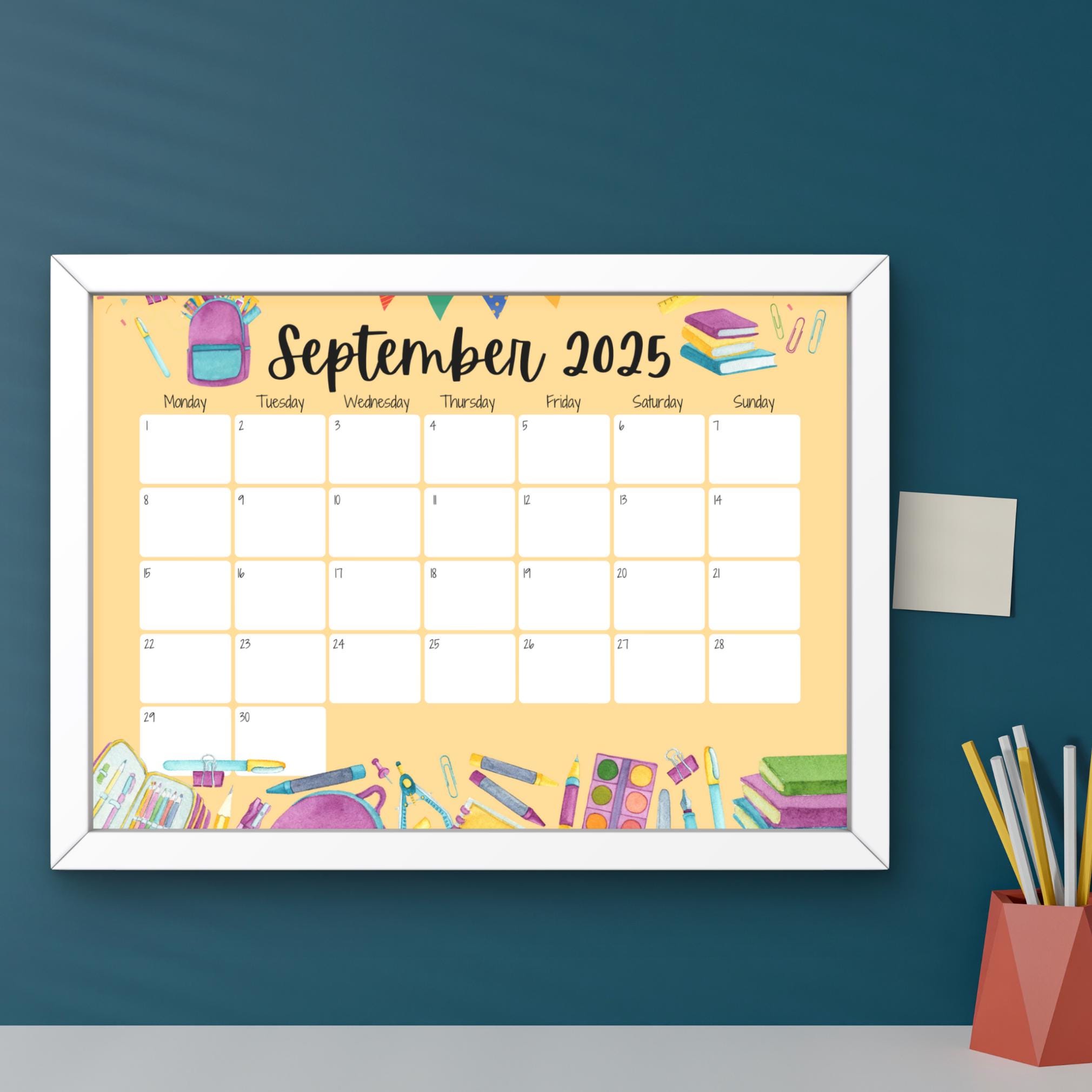 EDITABLE September 2025 Calendar, School Time, Back to School ...