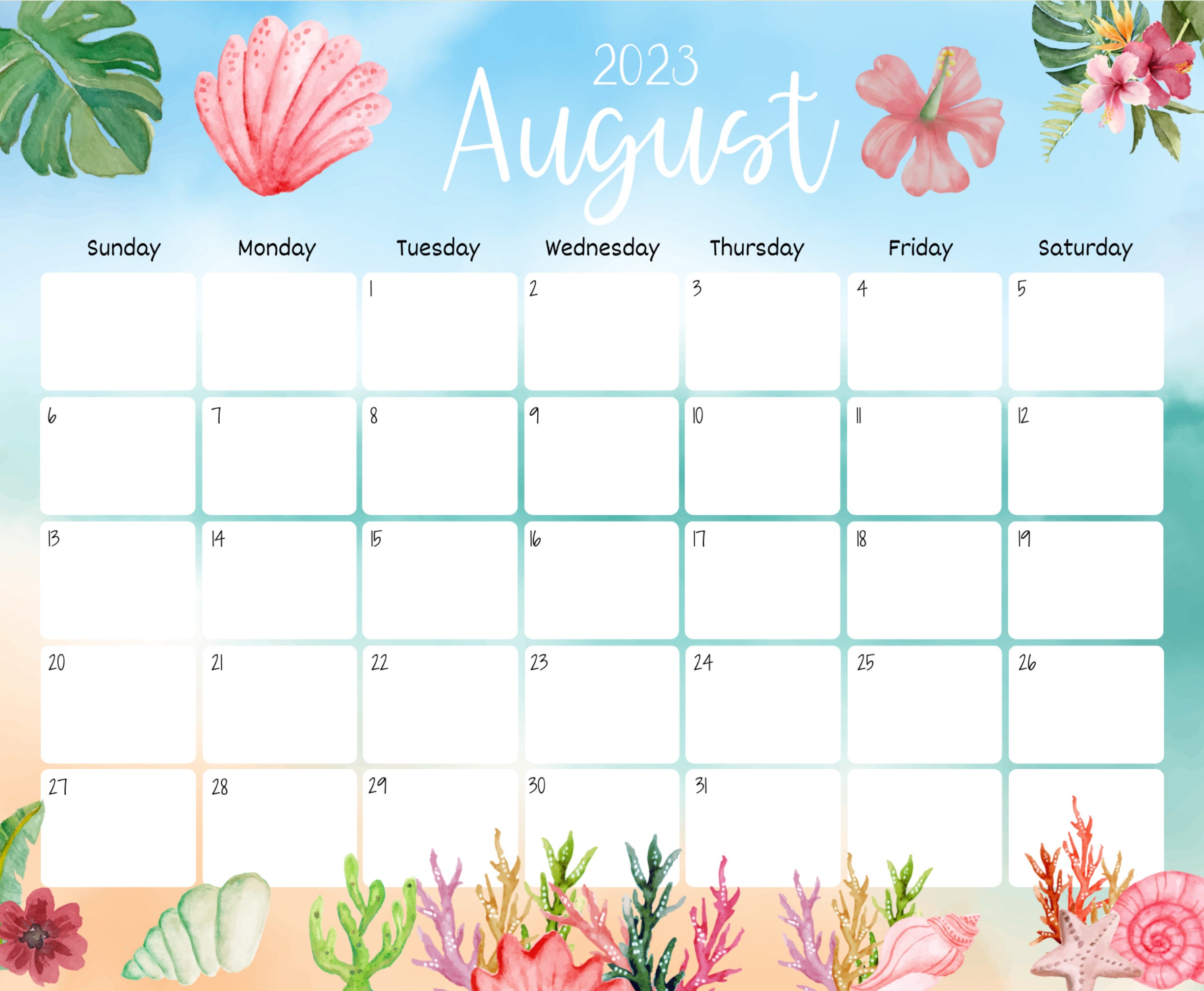 Colorful August Calendar