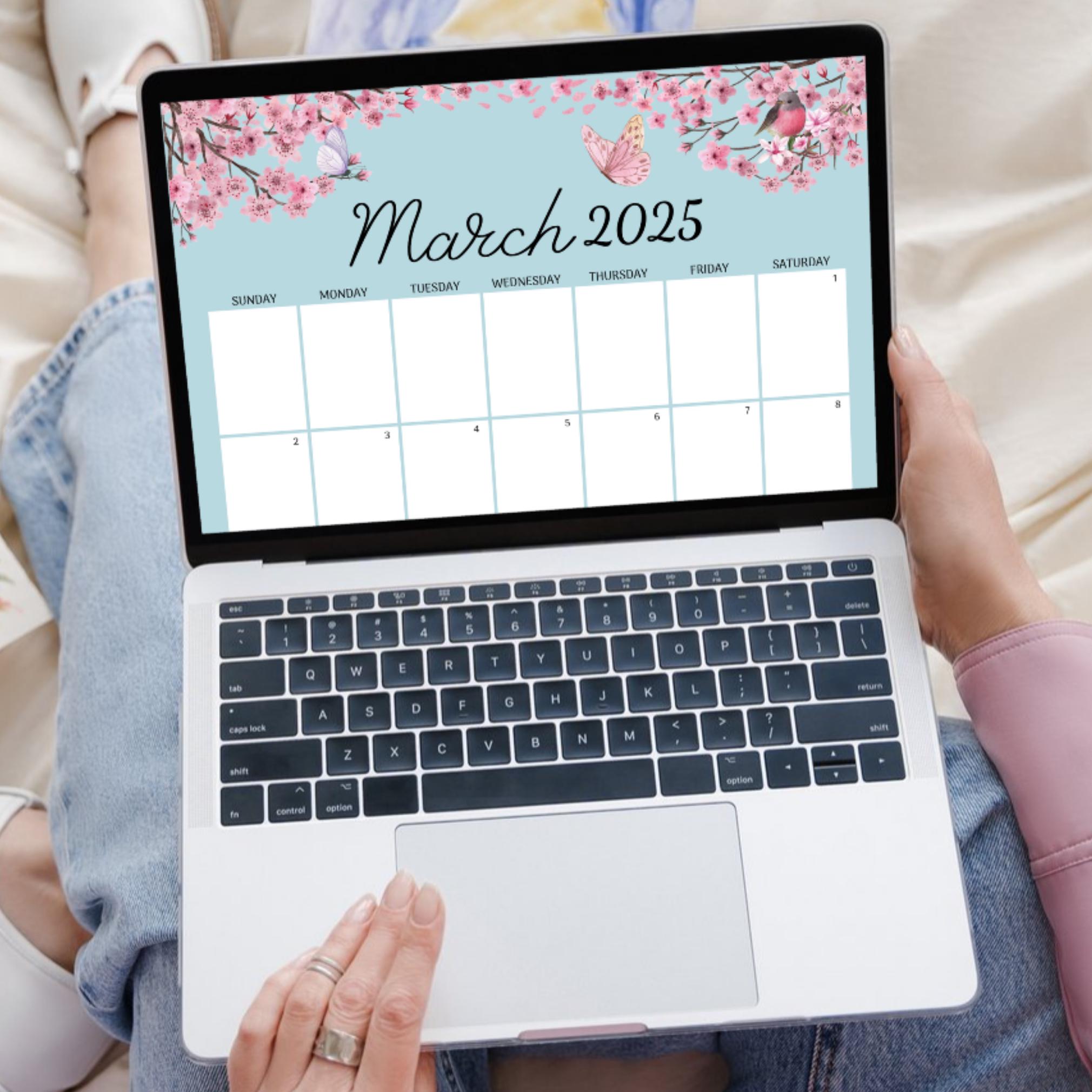 Editable 2025 March Calendar, Homeschool Planner, Beautiful Spring, St ...