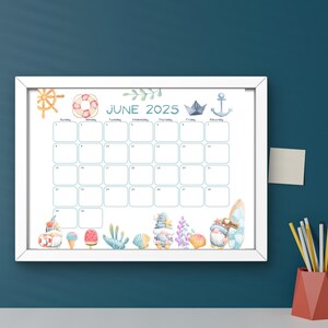 June 2025 Nautical Printable Calendar, Beach Theme Monthly Planner ...