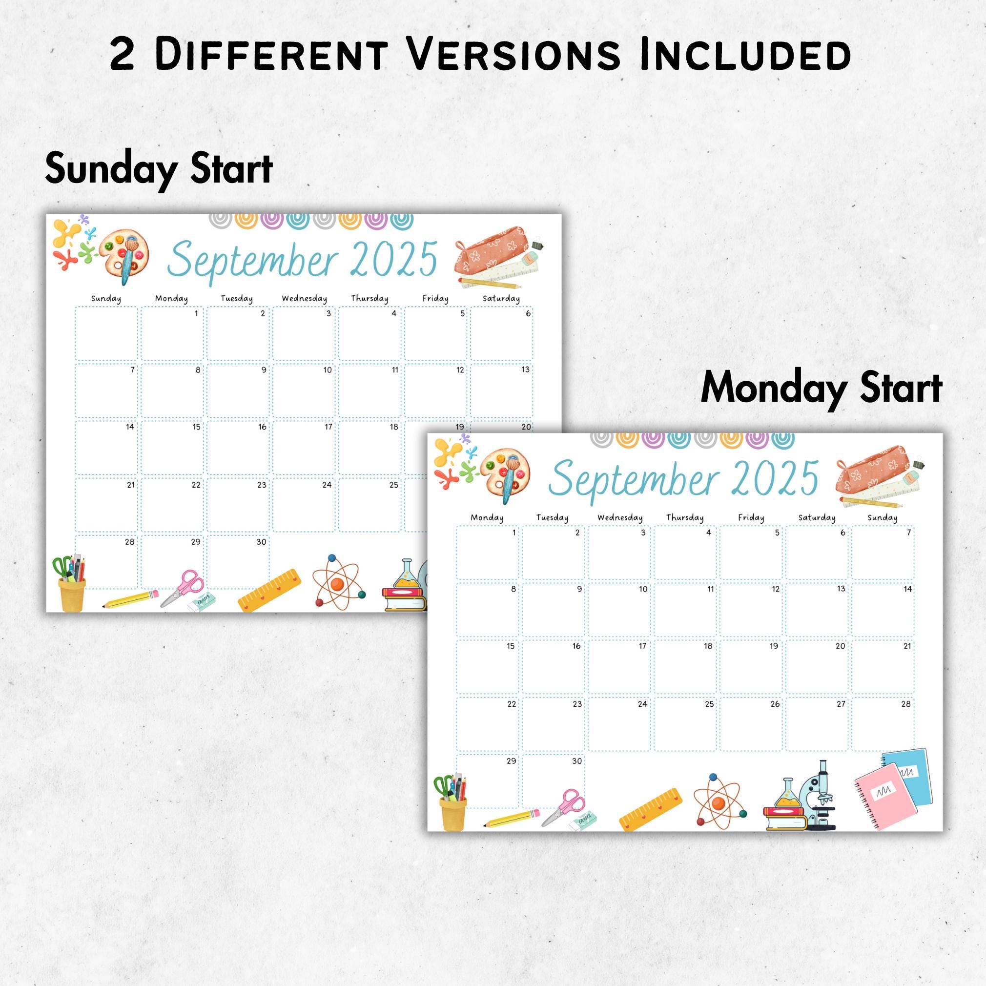2025–2026 School Year Calendar Printable Fillable PDF | September to ...