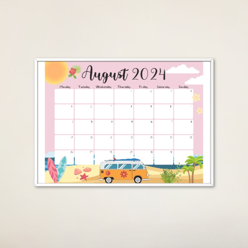 EDITABLE August 2024 Calendar, Printable Vacation Planner, Wonderful ...