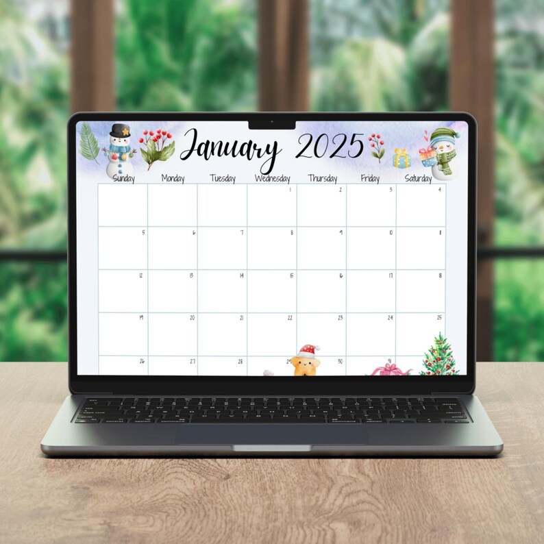 EDITABLE January 2025 Calendar, Beautiful Winter, Happy Snowmen, New ...