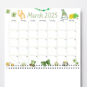 EDITABLE March 2025 Calendar, Happy St. Patrick's Day, Horseshoe, Green ...