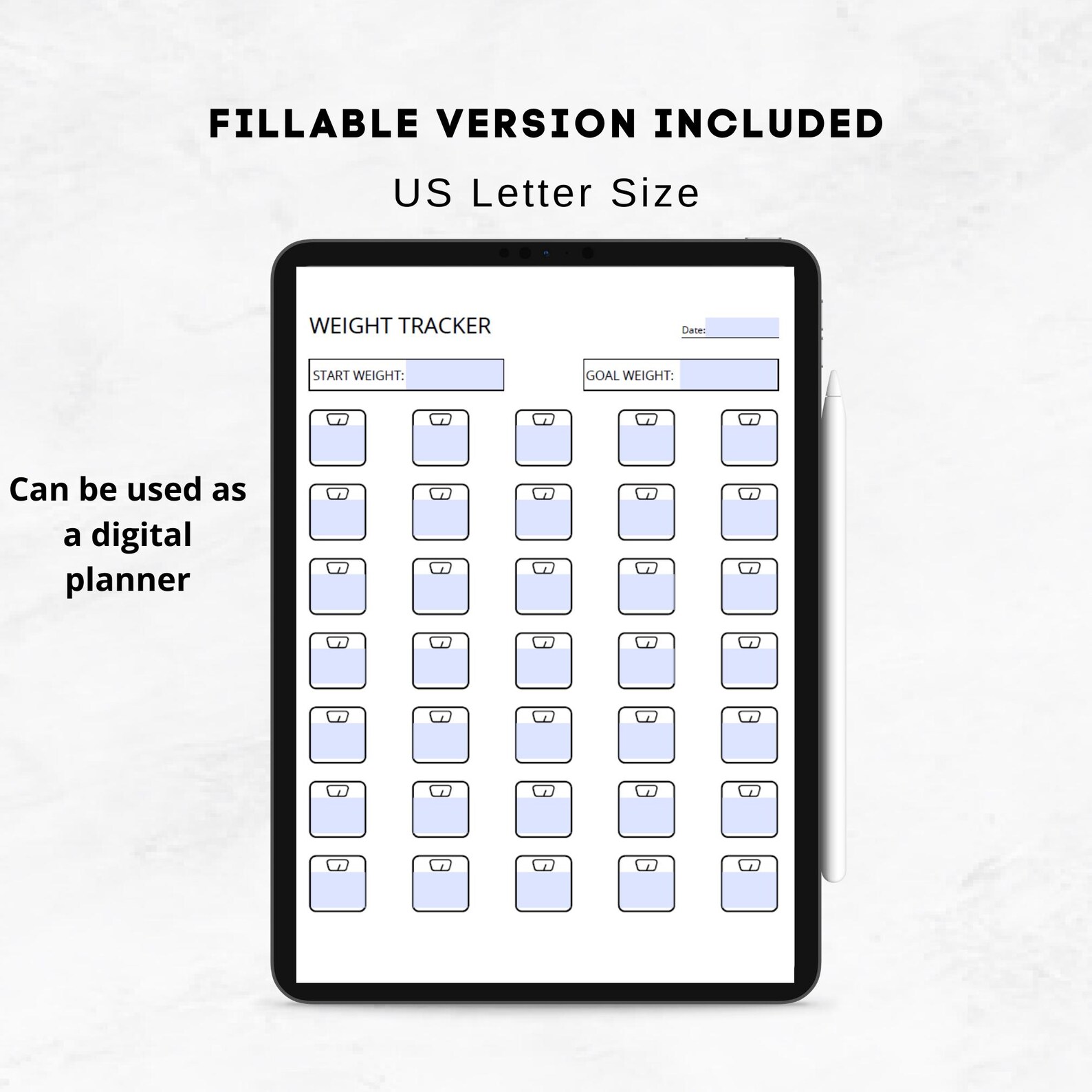 Weight Tracker Printable, Weight Loss Planner, Weight Goal Tracker ...