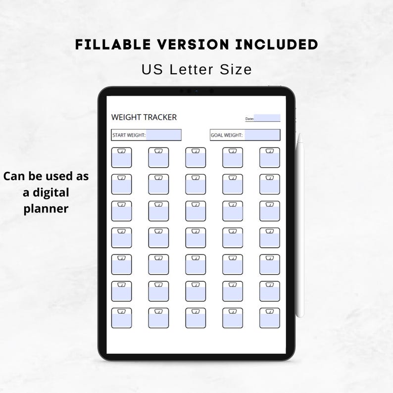 Weight Tracker Printable, Weight Loss Planner, Weight Goal Tracker ...