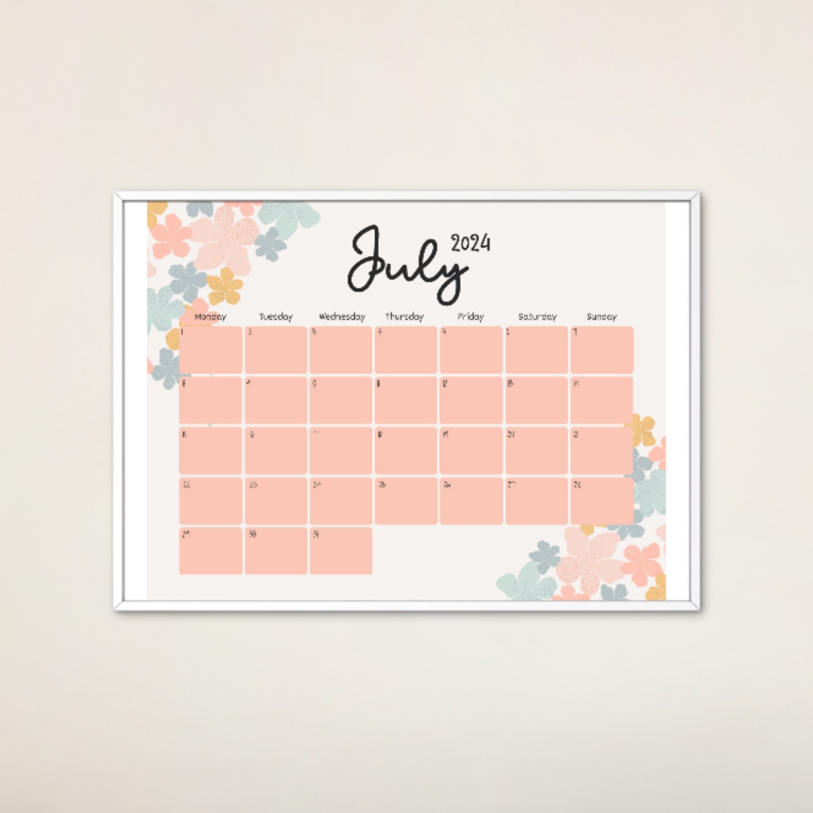 EDITABLE July 2024 Calendar, 2024 Summer Planner, July Monthly Schedule ...