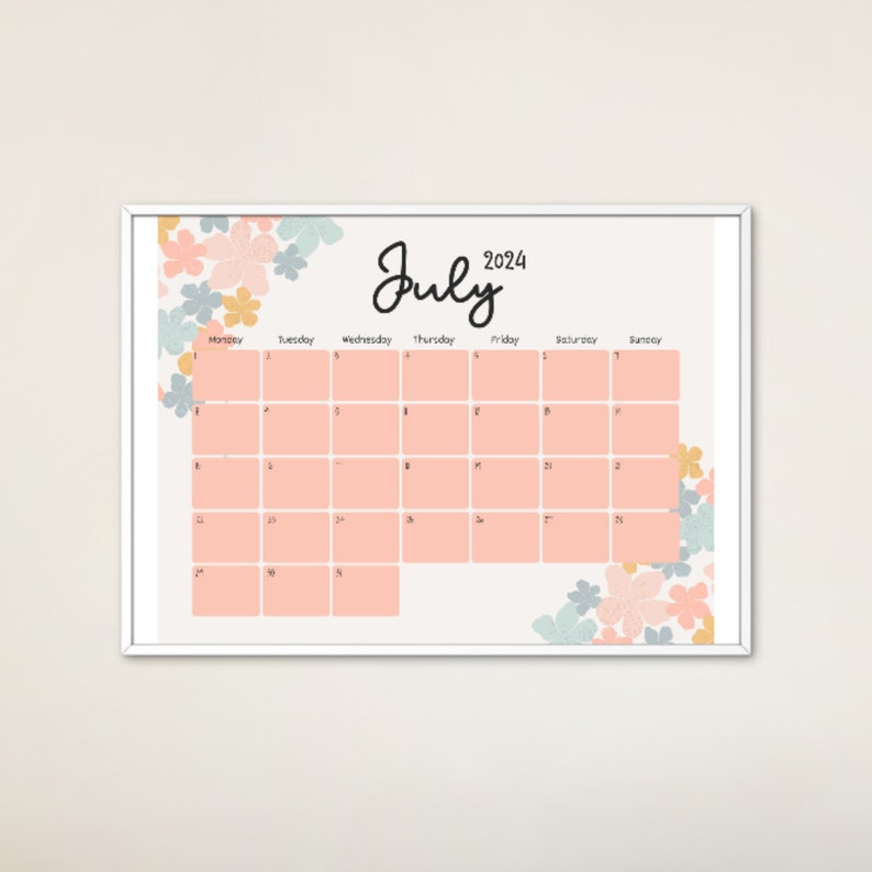 EDITABLE July 2024 Calendar, 2024 Summer Planner, July Monthly Schedule ...