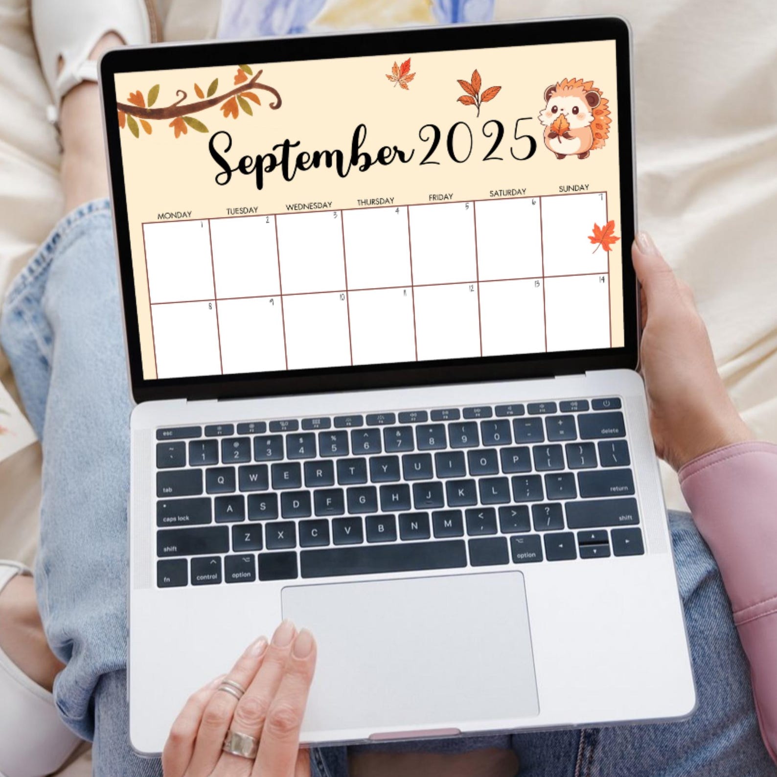 September 2025 Printable Calendar - Woodland Autumn Theme | Hedgehog ...