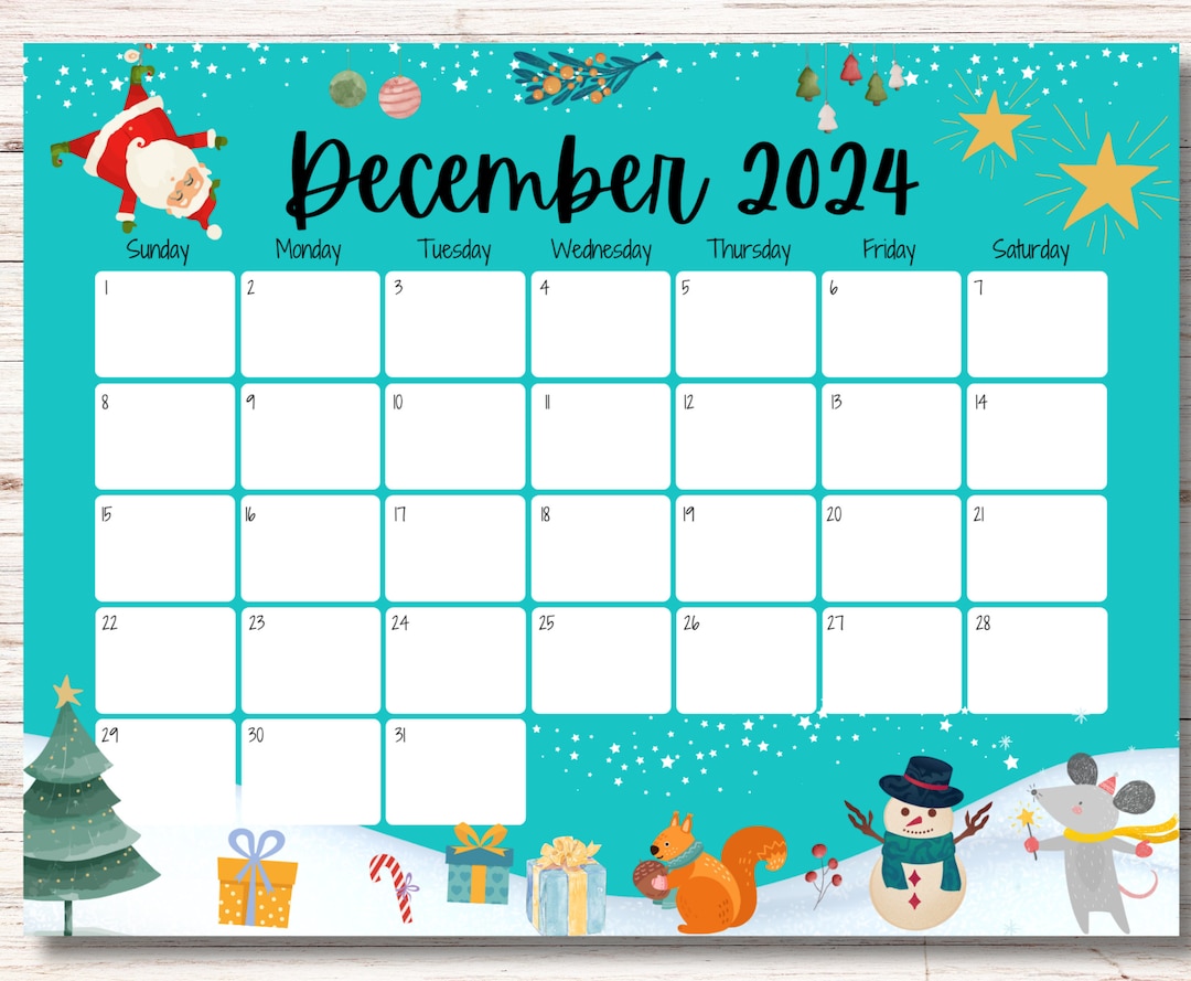 EDITABLE December 2024 Calendar, Beautiful Winter, Cute Snowman ...