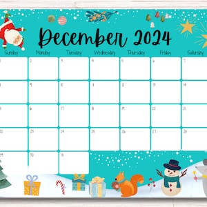 EDITABLE December 2024 Calendar, Beautiful Winter, Cute Snowman ...