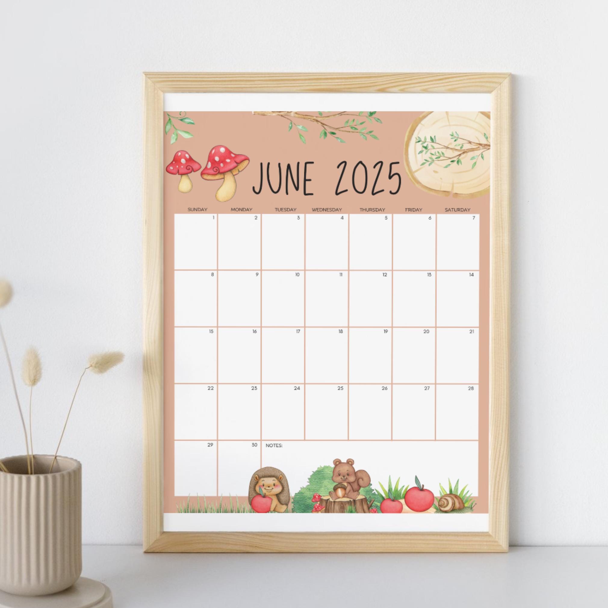 June 2025 Woodland Animals Printable Calendar, Forest-themed Planner ...