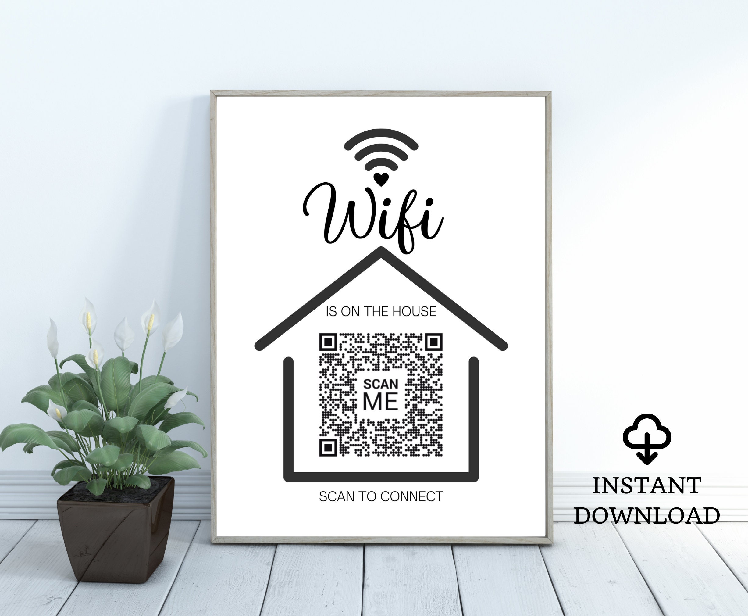 Printable Wifi QR Code Sign, Editable QR Code Sign, Scan to Connect ...