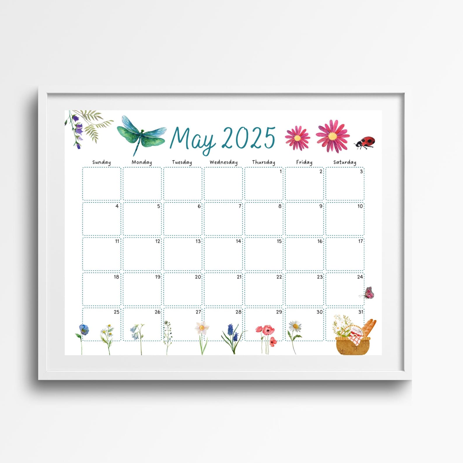 Editable 2025 May Planner, Printable May Calendar, Homeschool Monthly ...