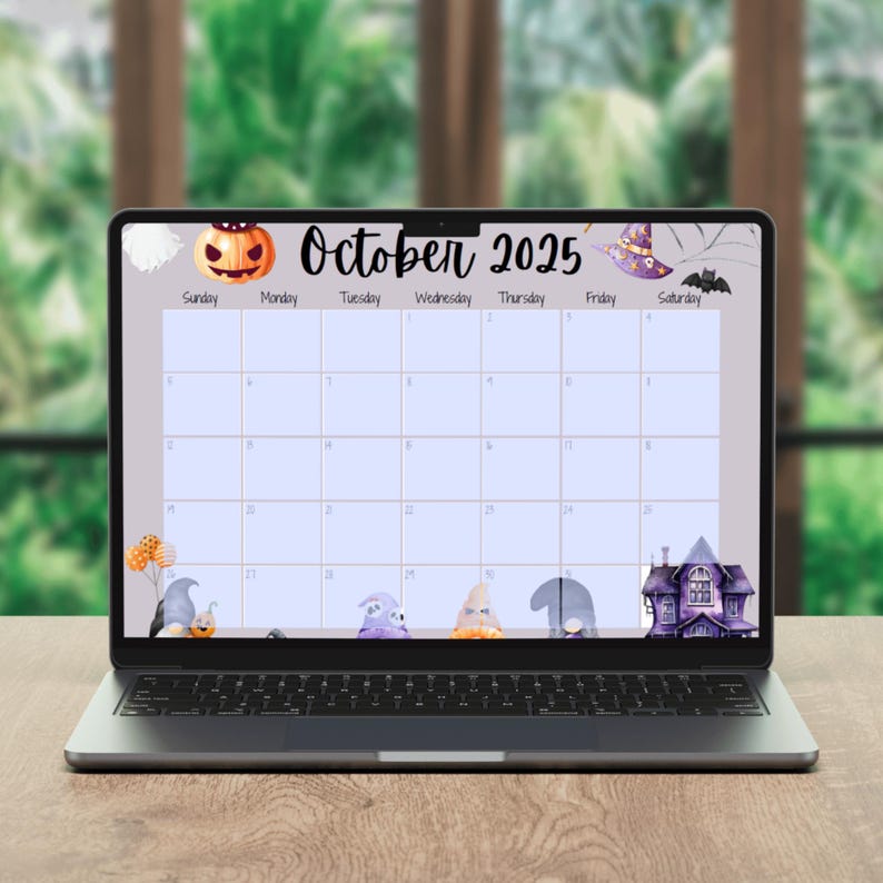 EDITABLE October 2025 Calendar, Happy Halloween, Pretty Ghost, Cute ...