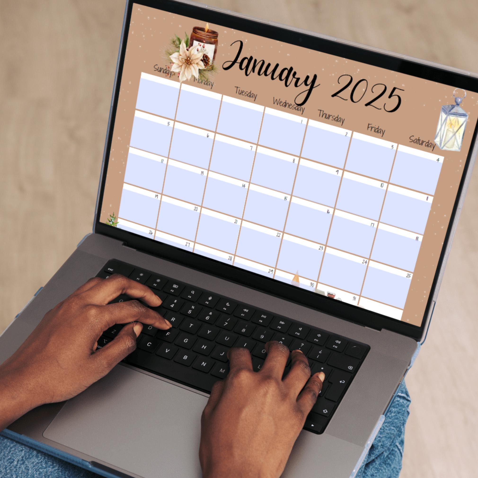 EDITABLE January 2025 Calendar, Printable January Planner, Beautiful ...