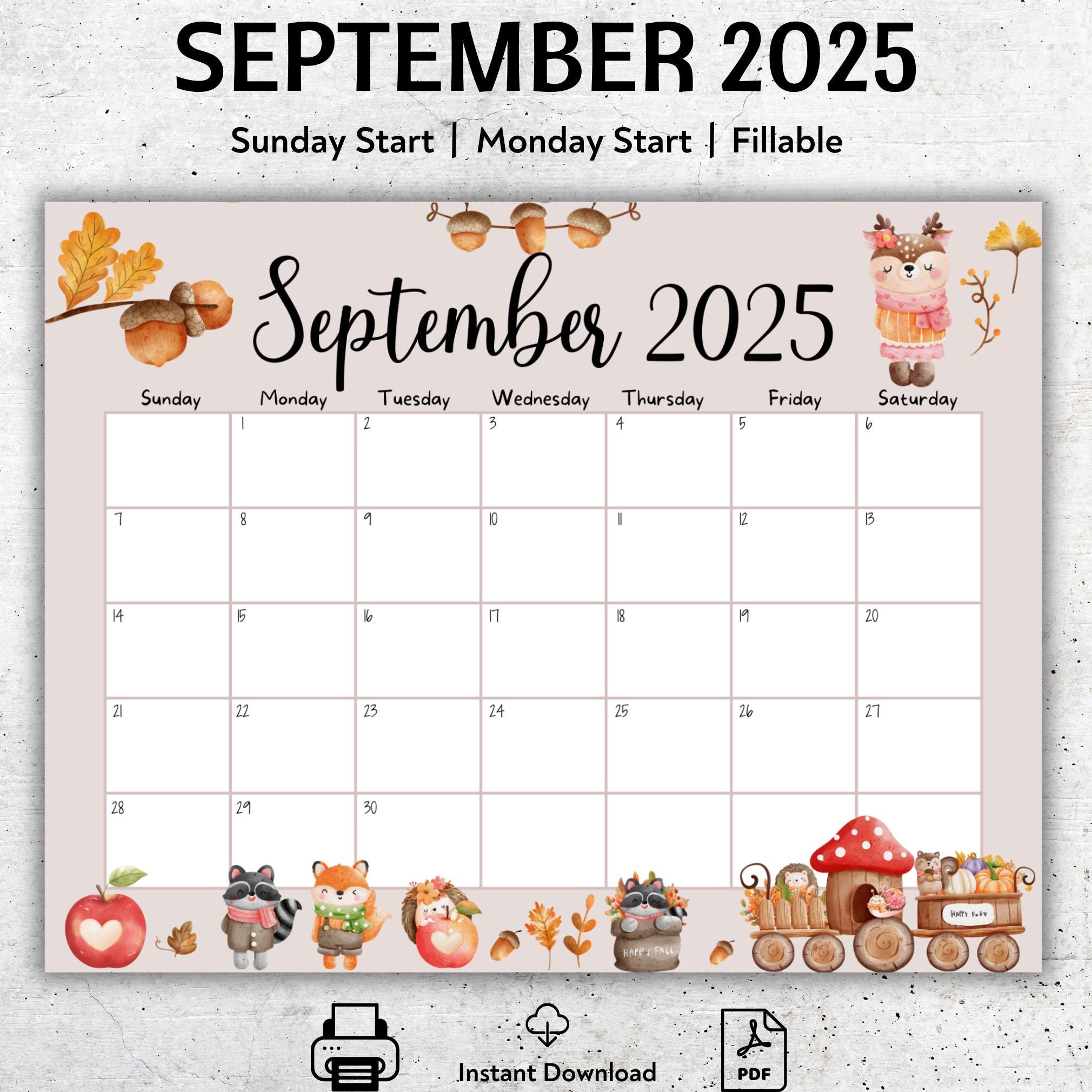 EDITABLE September 2025 Calendar, Fillable September Planner ...