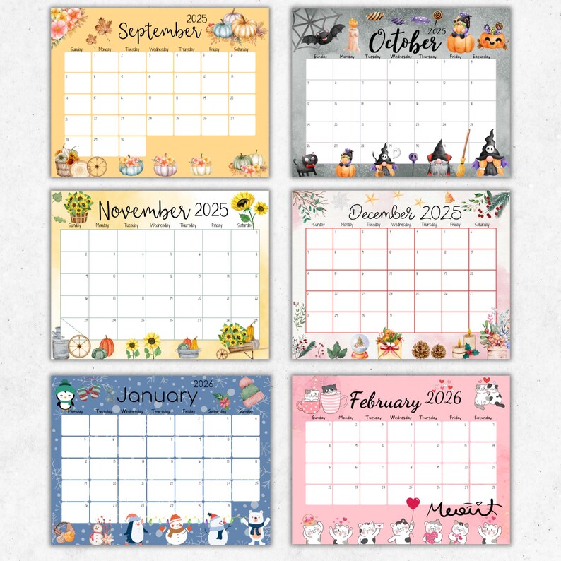 2025 2026 Academic Calendar Bundle, Printable Monthly Calendar PDF ...