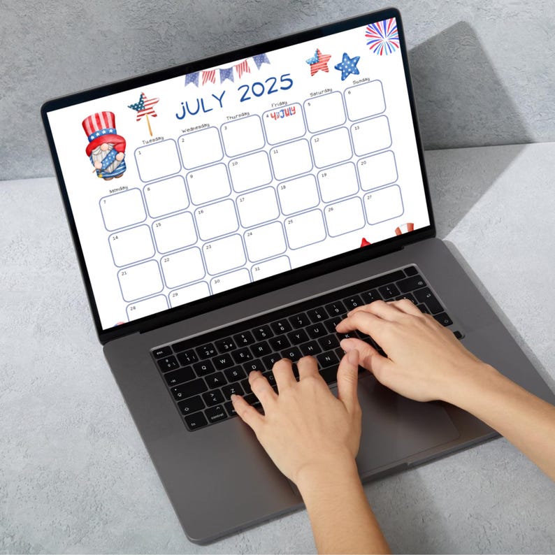July 2025 Printable Calendar | Patriotic 4th of July Theme | Fillable ...