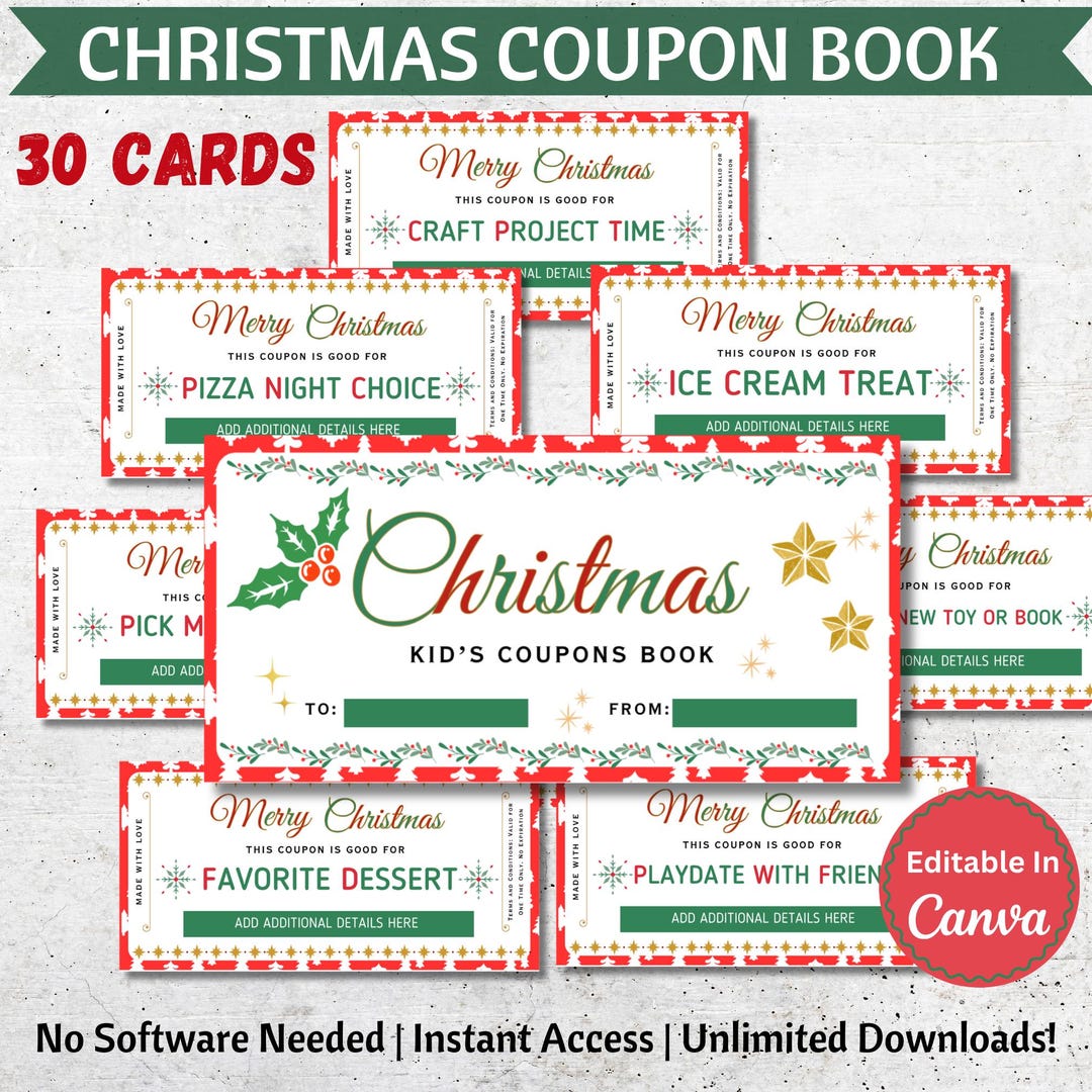 Personalized Kids Christmas Coupon Book, Editable Christmas Coupon ...