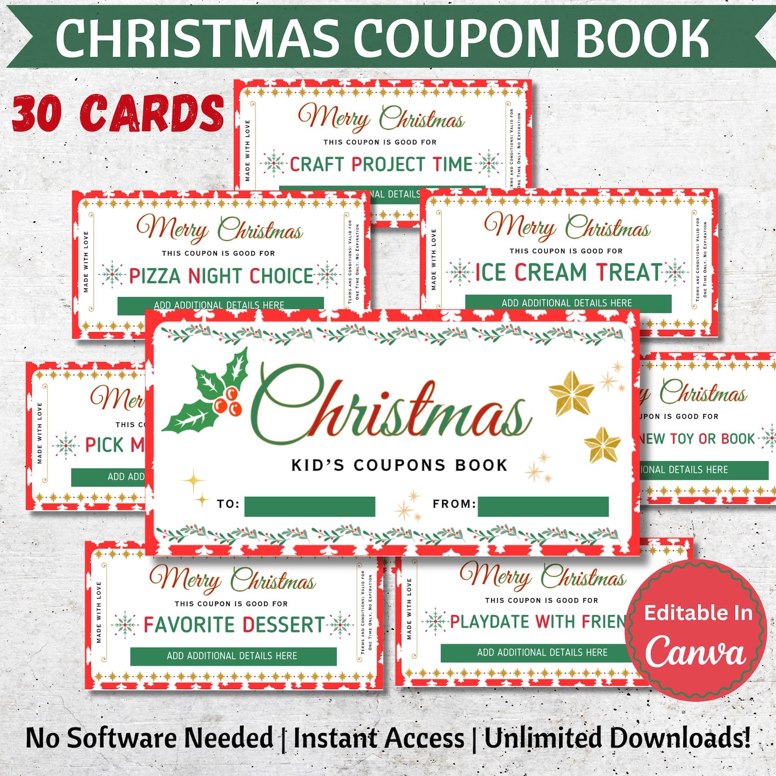Personalized Kids Christmas Coupon Book, Editable Christmas Coupon ...