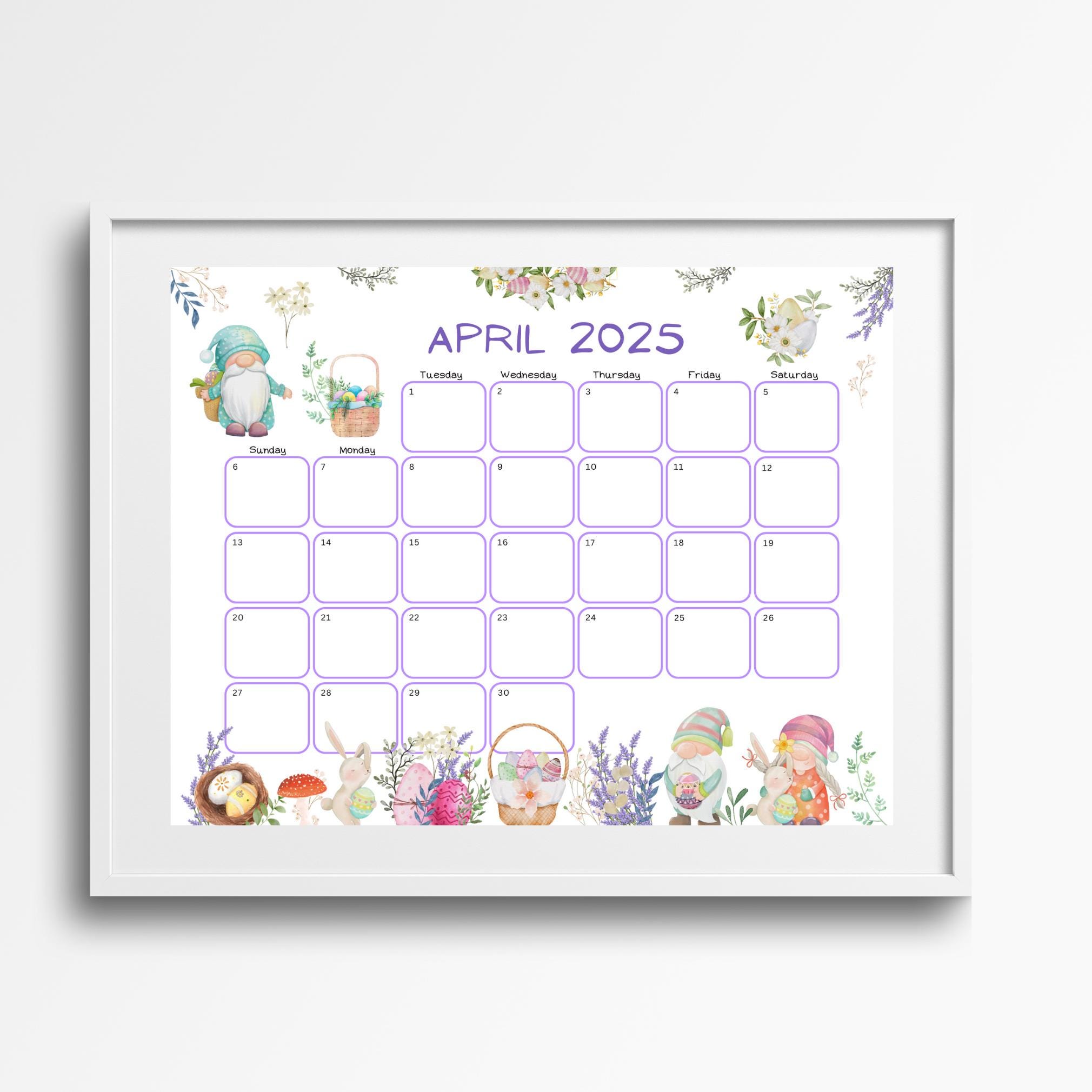EDITABLE April 2025 Calendar, Printable Calendar, Happy Easter Day ...