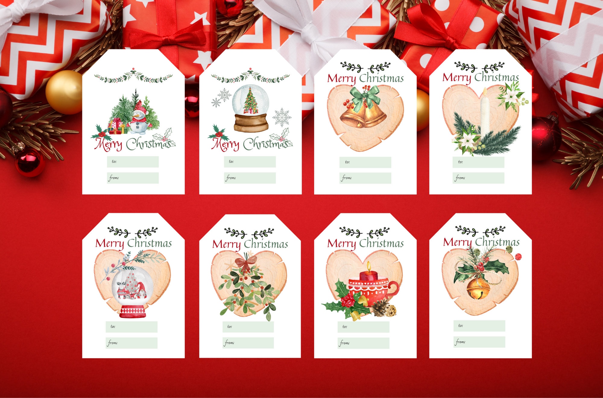 Printable Christmas Gift Tags Template Merry Christmas Tag - Etsy