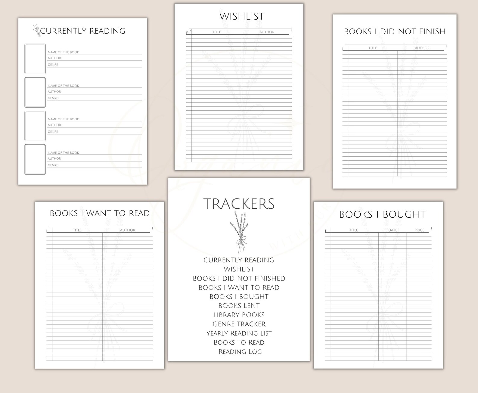 Printable Reading Journal Bookish Gift Minimal Reading - Etsy
