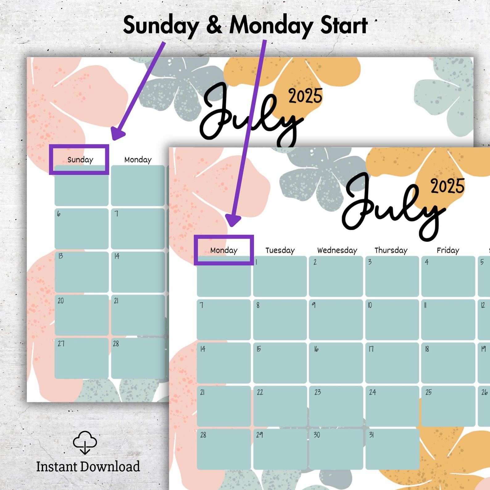EDITABLE July 2025 Calendar, 2025 July Planner, Monthly Schedule, Boho ...