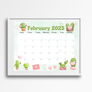 EDITABLE February 2025 Calendar, Homeschool Calendar, Valentine's Day ...