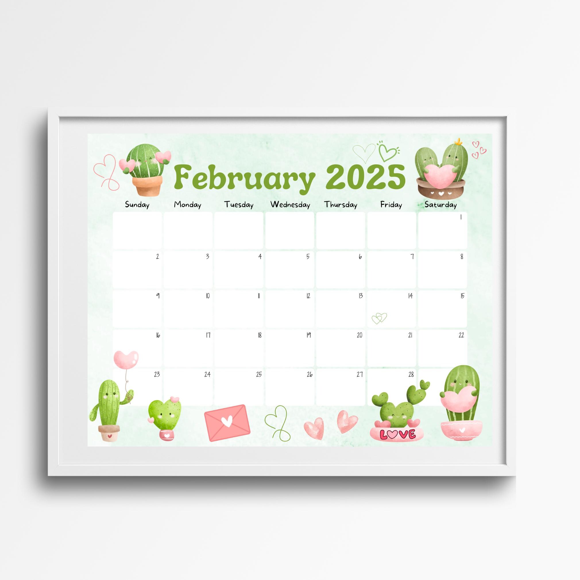 EDITABLE February 2025 Calendar, Homeschool Calendar, Valentine's Day ...