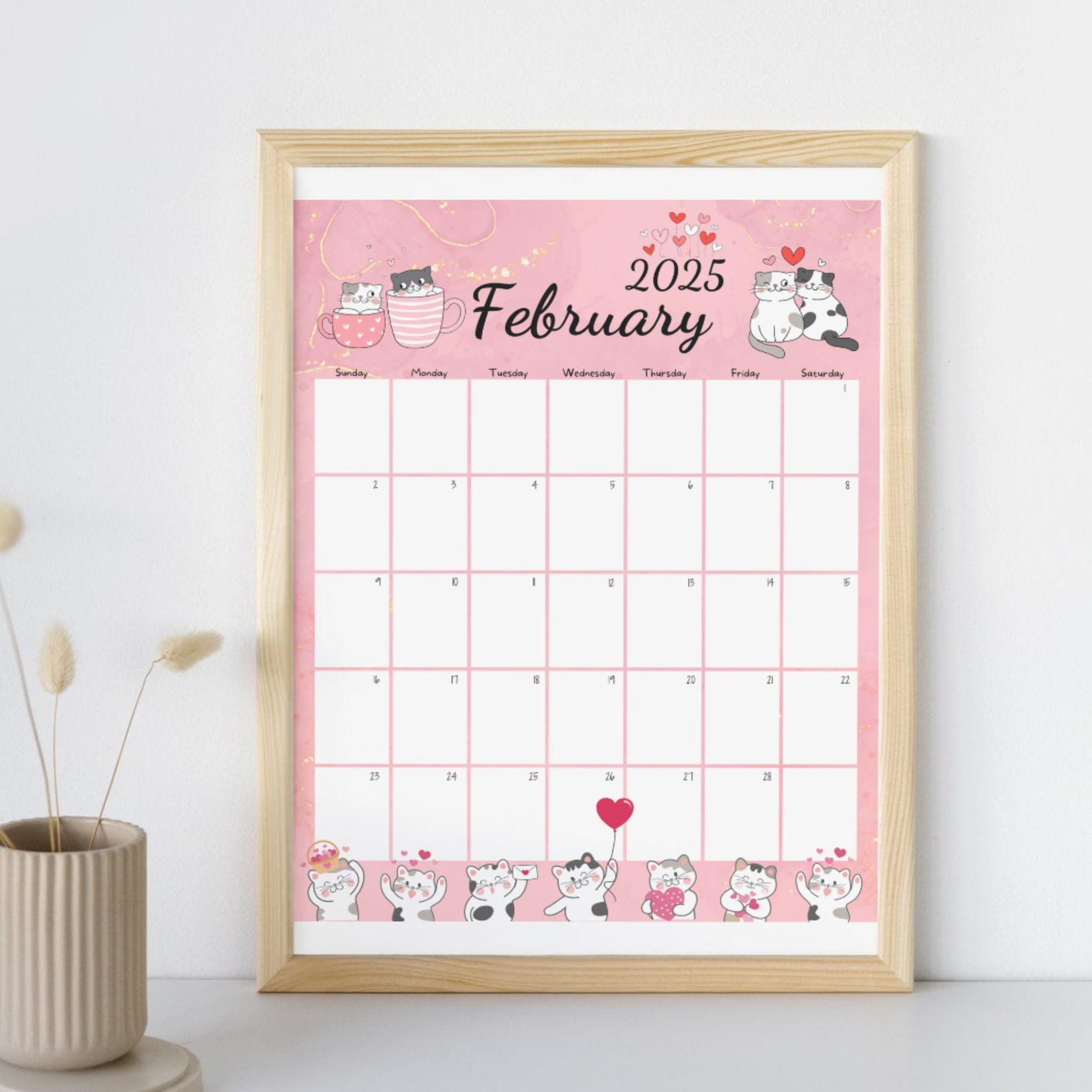 EDITABLE February 2025 Calendar, Printable February Calendar, Fillable ...