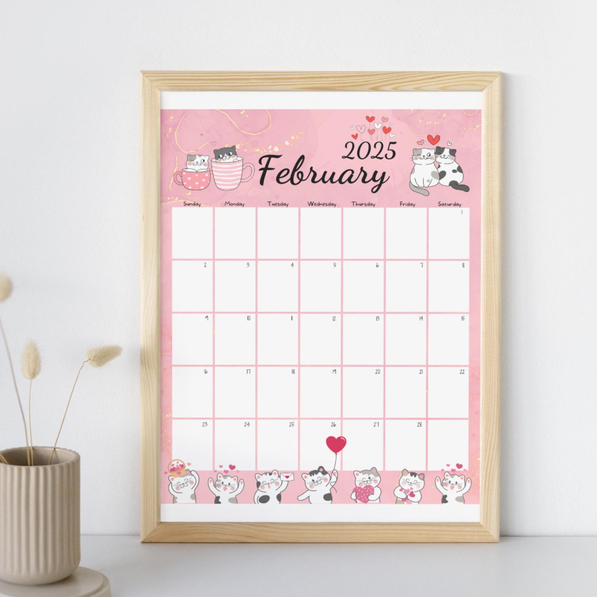 EDITABLE February 2025 Calendar, Printable February Calendar, Fillable ...