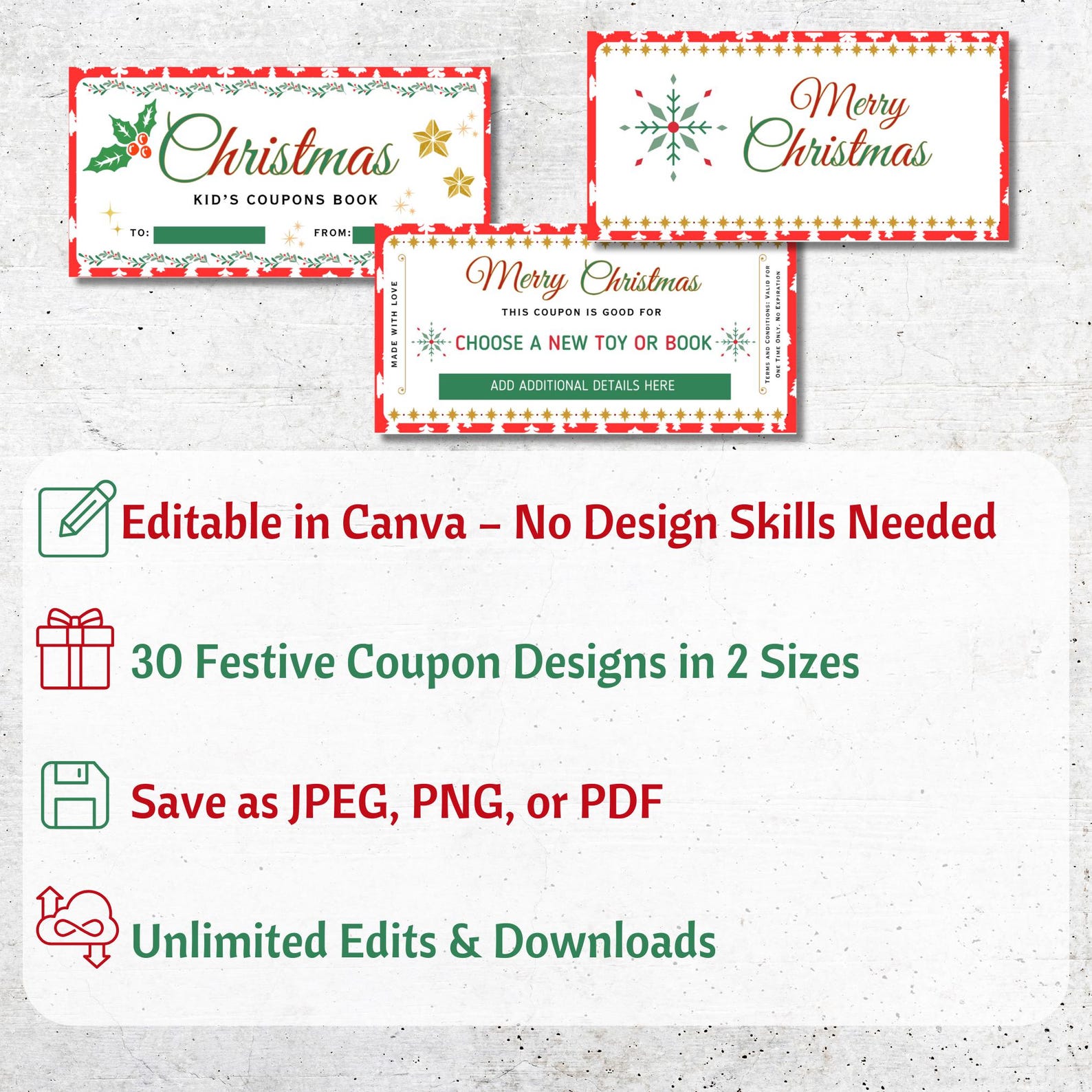 Personalized Kids Christmas Coupon Book, Editable Christmas Coupon ...