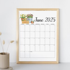 Rustic Floral June 2025 Printable Calendar, US Letter Size, Fillable ...